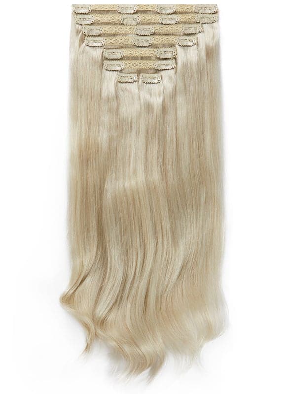 24 Inch Deluxe Clip in Hair Extensions #60W Platinum Blonde